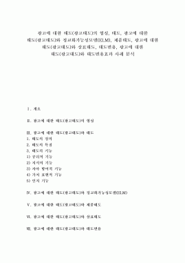 광고에 대한 태도(광고태도)의 형성, 태도, 광고에 대한 태도(광고태도)와 정교화가능성모델(ELM), 제품태도, 광고에 대한 태도(광고태도)와 상표태도, 태도변용, 광고에 대한 태도(광고태도)와 태도변용효과 사례-1페이지