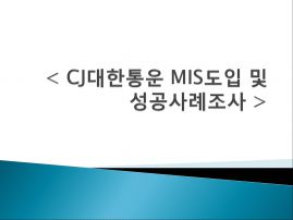 CJ대한통운 MIS성공사례 PPT자료 - 기업소개, MIS도입배경, 구축 및 발전과정, MIS활용 사례, 도입성과, 과제후기-1페이지