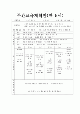 [유아] 가을이 왔어요 (주간교육 계획안, 일일교육계획안, 활동계획안, 본시계획안, 학습지도안, 수업지도안, 공개수업지도안, 교수학습지도, 수업계획서, 학습계획서, 교육계획안, 학습과정안, 활동계획안,모의수업-1페이지