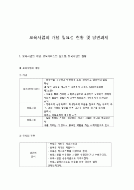 보육사업의 개념 필요성 현황 및 당면과제-1페이지