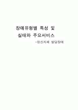 장애유형별 특성 및 실태와 주요서비스 -정신지체 발달장애 -1페이지