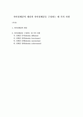 자아정체감(self-identity)의 개념과 자아정체감을 구성하는 네 가지 차원-1페이지