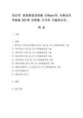 자신의 성장발달과정을 에릭슨(Erikson)의 사회심리적발달 8단계 이론을 근거로 기술-1페이지