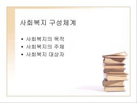 사회복지 구성체계(사회복지의 목적, 주체, 대상자) PPT 프레젠테이션-1페이지