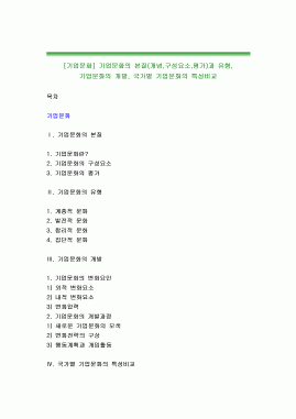 [기업문화] 기업문화의 본질(개념,구성요소,평가)과 유형, 기업문화의 개발, 국가별 기업문화의 특성비교-1페이지