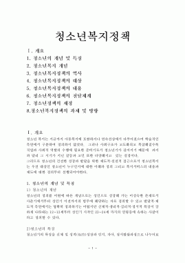 청소년복지정책(개념, 역사, 대상, 내용, 재정, 과제와방향)-1페이지