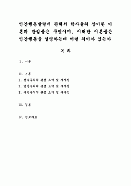 인간행동발달에 관해서 학자들의 상이한 이론과 관점들은 무엇이며, 이러한 이론들은 인간행동을 설명하는데 어떤 의미가 있는가-1페이지