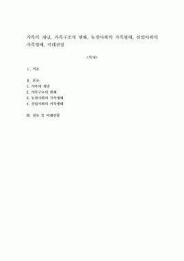 가족의 개념, 가족구조의 변화, 농경사회의 가족형태, 산업사회의 가족형태, 미래전망-1페이지