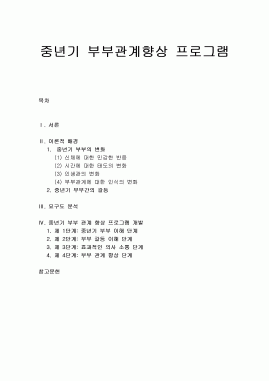 [부부가족치료] 중년기 부부관계향상 프로그램 (이론적 배경-중년기 부부의 변화, 중년기 부부간의 갈등), 요구도 분석, 중년기 부부관계 향상 프로그램 개발 : 1단계-4단계-1페이지