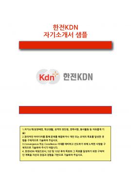 [한전KDN자기소개서] 한전KDN자소서_한전KDN신입자소서지원동기_한전KDNconvergence_consilience자소서_한전KDN최신자소서_한전KDN자기소개서_한전KDN자소서-1페이지