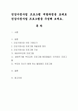 건강가정사업 프로그램 개발과정을 토대로 건강가정사업 프로그램을 구성해 보세요.-1페이지