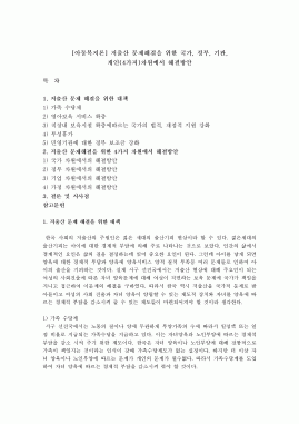 [아동복지론] 저출산 문제해결을 위한 국가, 정부, 기관, 개인(4가지)차원에서 해결방안-1페이지