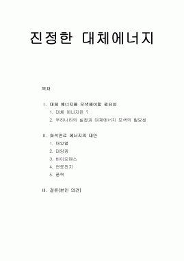 [지구의 이해] 우리나라의 실정과 대체에너지 모색의 필요성, 화석연료 에너지의 대안(태양열, 태양광, 바이오매스, 연료전지, 풍력) -1페이지