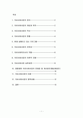 의료사회사업의 정의 개념과 목적 역사 현황 현재 실행되고 있는 프로그램-1페이지