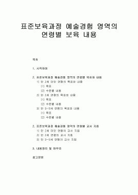 [보육과정] 표준보육과정 예술경험 영역의 연령별 보육 내용 (표준보육과정 예술경험 영역의 연령별 목표와 내용, 표준보육과정 예술경험 영역의 연령별 교사 지침) -1페이지