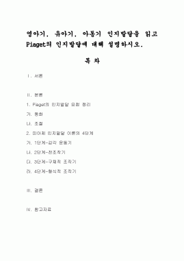 영아기, 유아기, 아동기 인지발달을 읽고 Piaget의 인지발달에 대해 설명.-1페이지