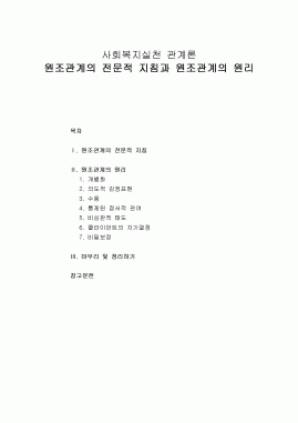 [사회복지실천론] 사회복지실천 관계론 - 원조관계의 전문적 지침과 원조관계의 원리 -1페이지