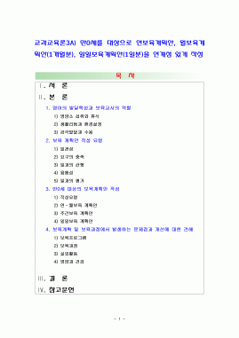 교과교육론3A) 만0세를 대상으로 연보육계획안, 월보육계획안(1개월분), 일일보육계획안(1일분)을 연계성 있게 작성-1페이지