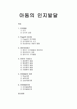 영아기 인지발달 - 인지발달, 피아제(Piaget)의 접근법, 정보처리접근, 언어의 구성요소, 언어발달의 이론, 언어발달단계-1페이지