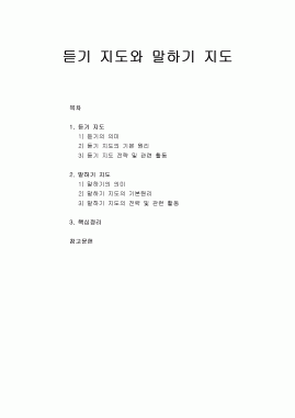 [언어지도] 듣기 지도와 말하기 지도 - 듣기의 의미, 듣기 지도의 기본 원리, 듣기 지도 전략 및 관련 활동, 말하기의 의미, 말하기 지도의 기본원리와 전략 및 관련 활동 -1페이지