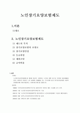  노인장기요양보험제도(개요, 목적, 보험료, 장기요양인정, 등급판정, 재원조달, 급여비용) 요약정리-1페이지