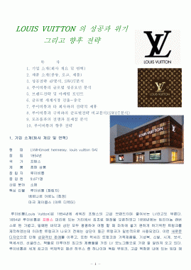 루이비통 (LOUIS VUITTON)의 성공과 위기 그리고 향후 전략-1페이지