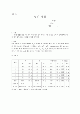 일반물리 실험 레포트 힘의 평형-1페이지