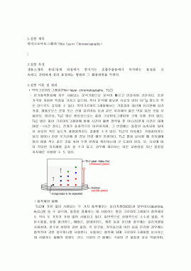 [실험] (예비) 박막크로마토그래피(Thin Layer Chromatography) - 생물소재의 분리/정제 과정에서 얻어지는 혼합추출물에서 목적하는 물질을 신속하고 간편하게 분리 동정하는 방법과 그 활용범위를 익힌다.-1페이지