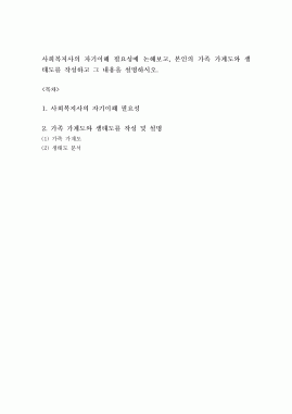 사회복지사의 자기이해 필요성에 논해보고, 본인의 가족 가계도와 생태도를 작성하고 그 내용을 설명.-1페이지