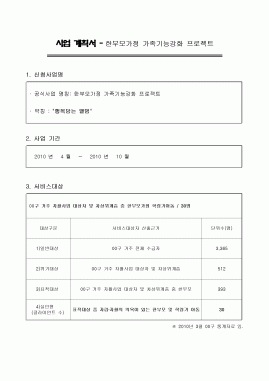 사업 계획서 - 한부모가정 가족기능강화 프로젝트-1페이지