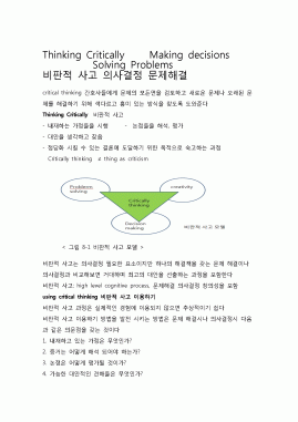 [간호관리] 비판적 사고 의사결정 문제해결 (Thinking Critically Making decisions Solving Problems)-1페이지