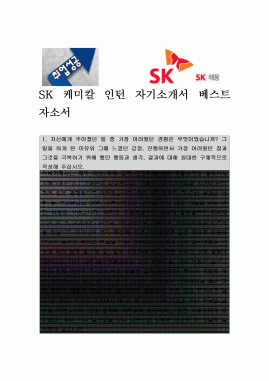 에스케이 SK 케미칼 인턴 베스트 자기소개서, 자소서-1페이지
