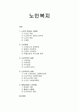 [사회복지 개론] 노인복지 - 노인의 특성과 고령화, 노인문제, 노인복지의 실태, 노인복지의 과제, 현대사회와 노인문제-1페이지