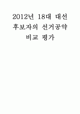  대선 후보 공약 비교평가-1페이지