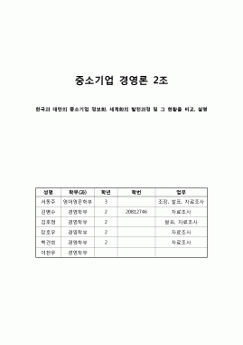 한국과 대만의 중소기업 현황 및  비교 분석-1페이지