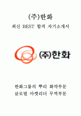 한화 제조부문 화약/방산 생산 품질관리 인턴 최신 BEST 합격 자기 소개서!!!!-1페이지