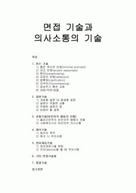 [사회복지실천기술론] 면접 기술과 의사소통의 기술 - 듣는 기술, 질문기술, 관찰기술(비언어적 행동의 이해), 해석기술, 정보제공기술, 기타 면접기술들, 종결기술 -1페이지