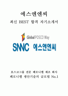  포스코그룹 에스엔엔씨 SNNC 생산직 최신 BEST 합격 자기소개서!!!!-1페이지