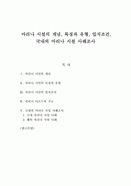 마리나 시설의 개념, 특징과 유형,입지조건, 국내외 마리나 시설 사례 조사-1페이지