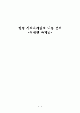  현행 사회복지법제 내용 분석-장애인복지법-1페이지