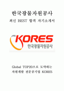 한국광물자원공사 KORES 최신 BEST 합격 자기소개서!!!!-1페이지