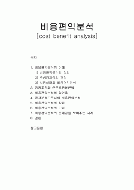 [정부예산론] 비용편익분석(cost benefit analysis)의 이해와 비용편익분석의 장점과 단점 및 비용편익분석의 문제점을 보여주는 사례 -1페이지