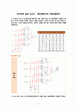  디지털논리회로 실습 보고서 - 멀티플렉서와 디멀티플렉서-1페이지