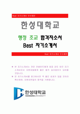 한성대학교[행정조교 합격자] 한성대학교 자기소개서,한성대학교 자소서,한성대학교 채용정보,한성대학교 자기소개서-1페이지