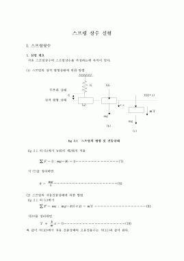 스프링 상수 실험 : 각종 스프링상수의 스프링상수를 측정하는데 목적이 있다. -1페이지