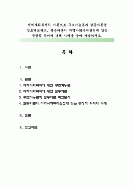 지역사회복지의 이론으로 구조기능론과 갈등이론을 상호비교하고, 갈등이론이 지역사회복지실천에 갖는 긍정적 의미에 대해 사례를 들어 기술.-1페이지