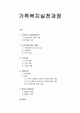 가족복지실천과정 - 실천과정에 대한 이해와 단계별 구분, 초기단계(사정과 계획), 가족사정, 개입단계, 평가와 종결단계-1페이지