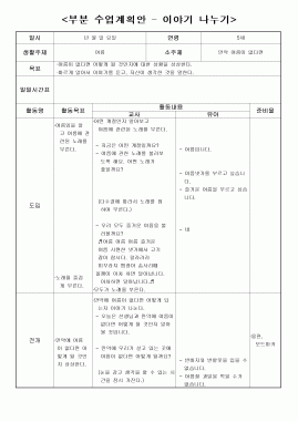 [유아 프로그램 계획안] 부분 수업계획안 - 이야기 나누기[여름]-1페이지