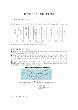 [방사선 기기학]  XRD 개념 원리 (선(X-Rays), X선(X-Rays)의 발생, X선 발생장치, 고니오메타(Goniometer), 계수 기록 장치, XRD측정, 장치 취급상의 주의점)-1페이지