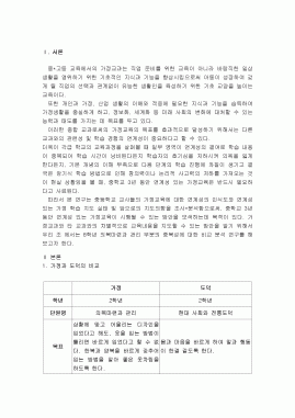 가정교과와 타 교과목과 비교 분석 -1페이지